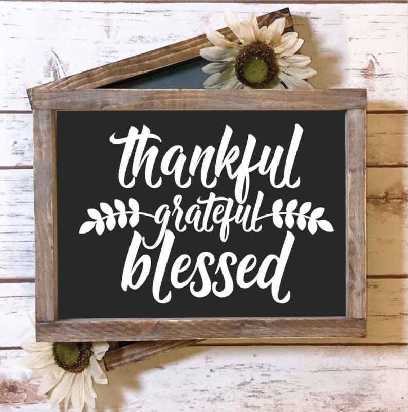 Framed Thankful Grateful Blessed Rustic Wooden Sign 8 X - Etsy