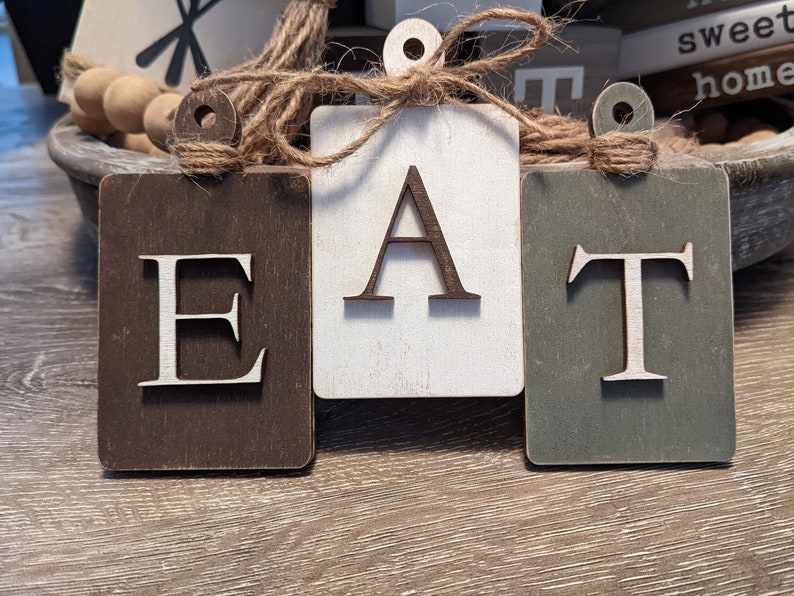 Tier Tray Mini EAT Sign Farmhouse EAT Sign Tier Tray Decor | Etsy