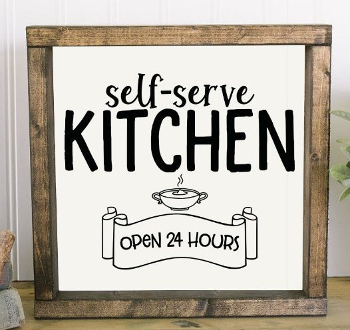 Self-serve Kitchen Vinyl Decal for Sign or Wall, Make Your Own Rustic ...
