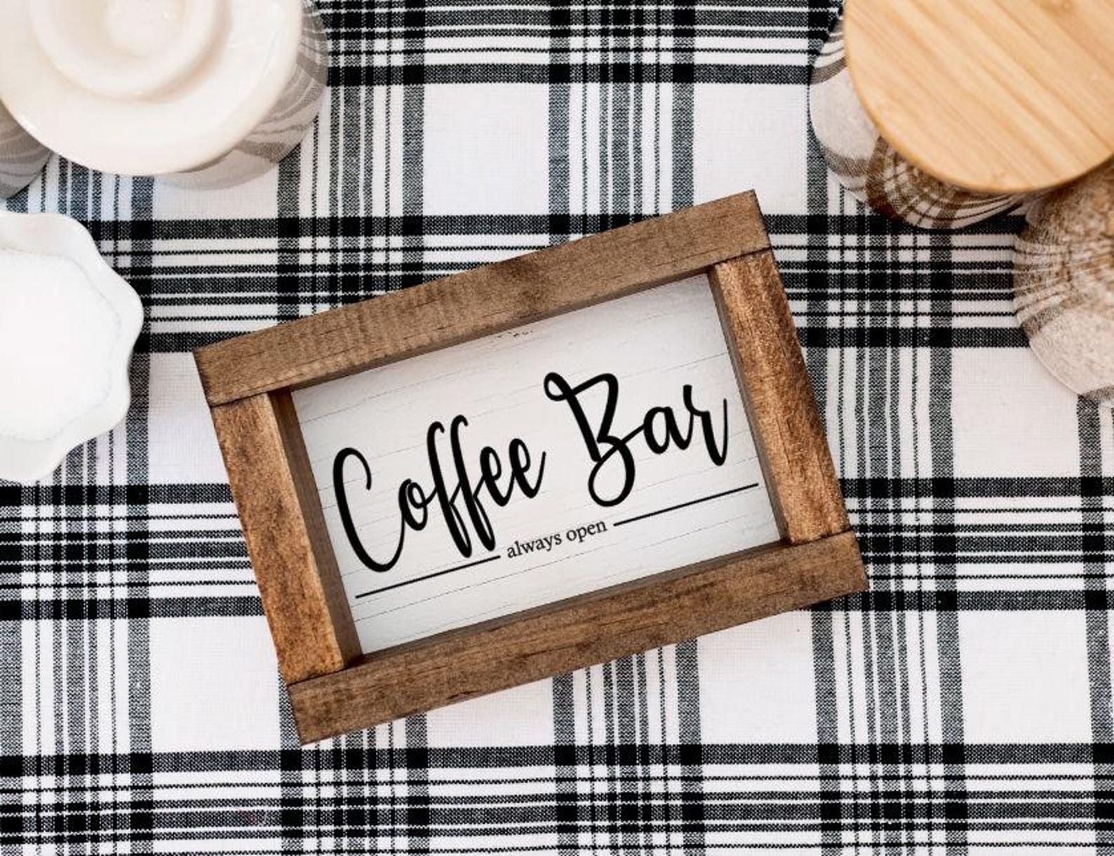 Coffee Bar Always Open Rustic Wood Sign: Farmhouse Coffee Decor - Etsy
