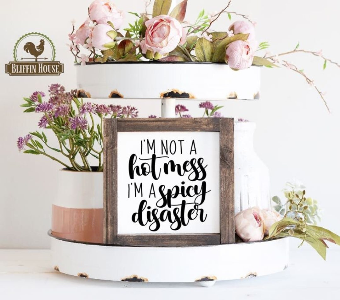 Hot Mess Spicy Disaster Wood Sign, Funny Hot Mess, Mom Humor, Drama ...