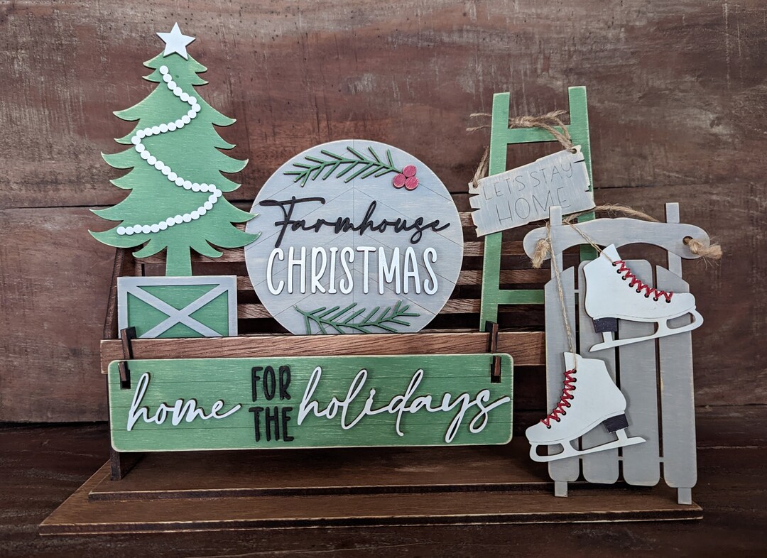 Farmhouse Christmas Tier Tray Bundle, Farmhouse Shelf Sitter Bundle ...