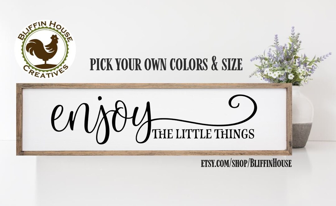 Enjoy the Little Things Framed Wood Sign, Solid Wood Sign, Rustic Wood ...