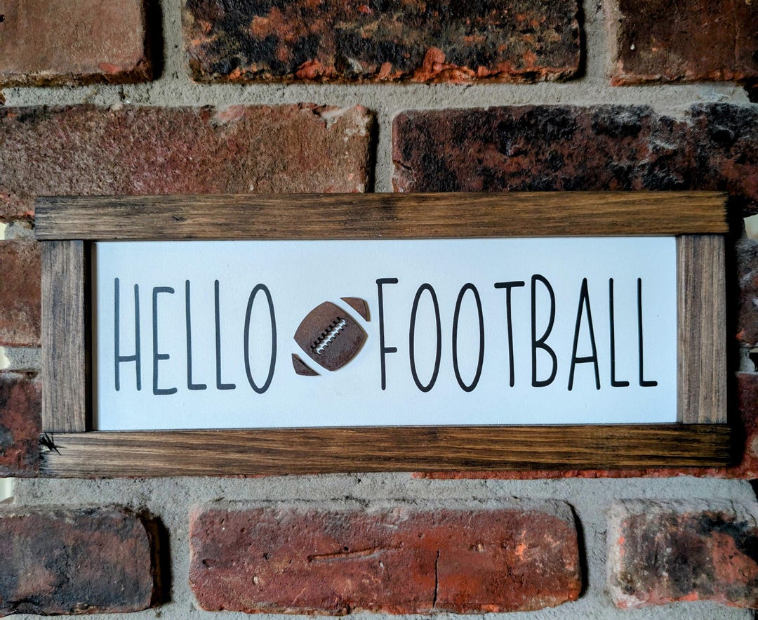 Hello Football Rustic Wood Man Cave Sign, Modern Farmhouse Decor, Shelf ...