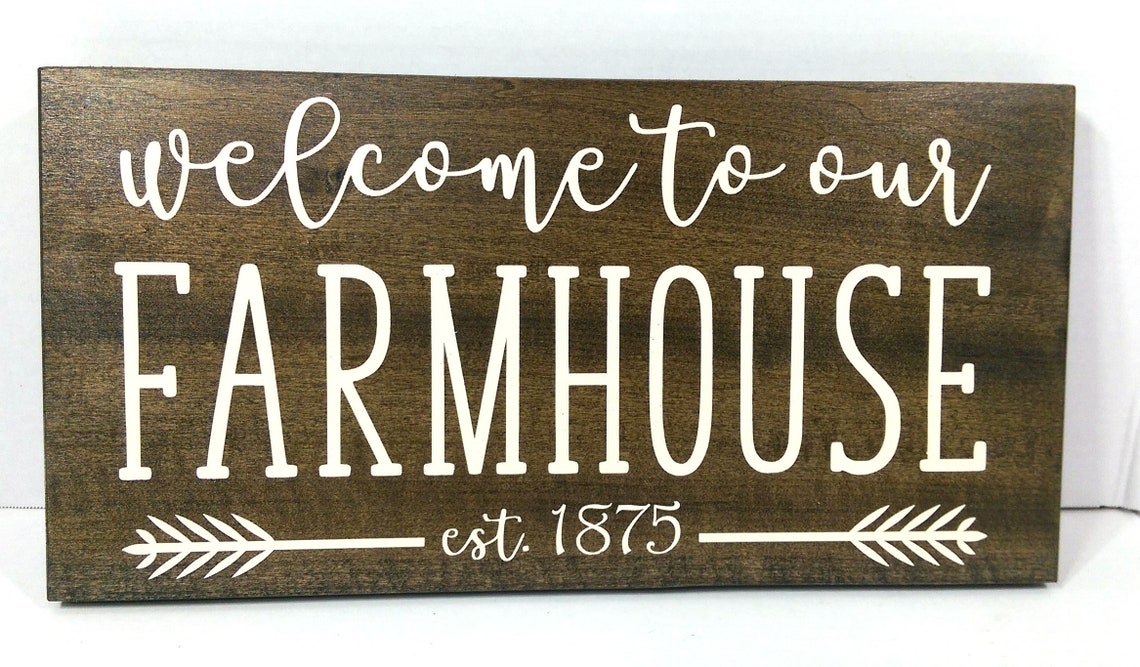 Welcome to Our Farmhouse Rustic Wooden Sign Customize This | Etsy