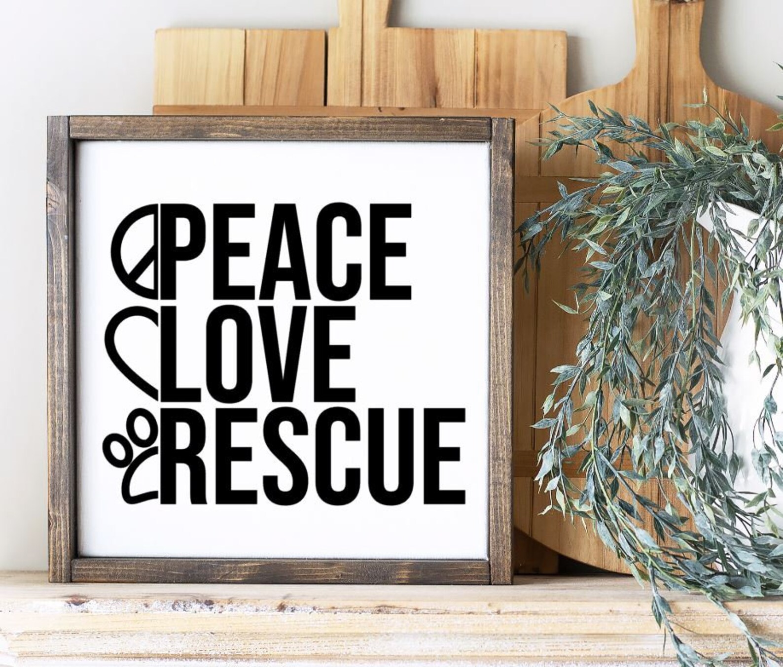 Peace Love Rescue Vinyl Decal Sticker - Rescue Dog Decal, Dog Lover ...