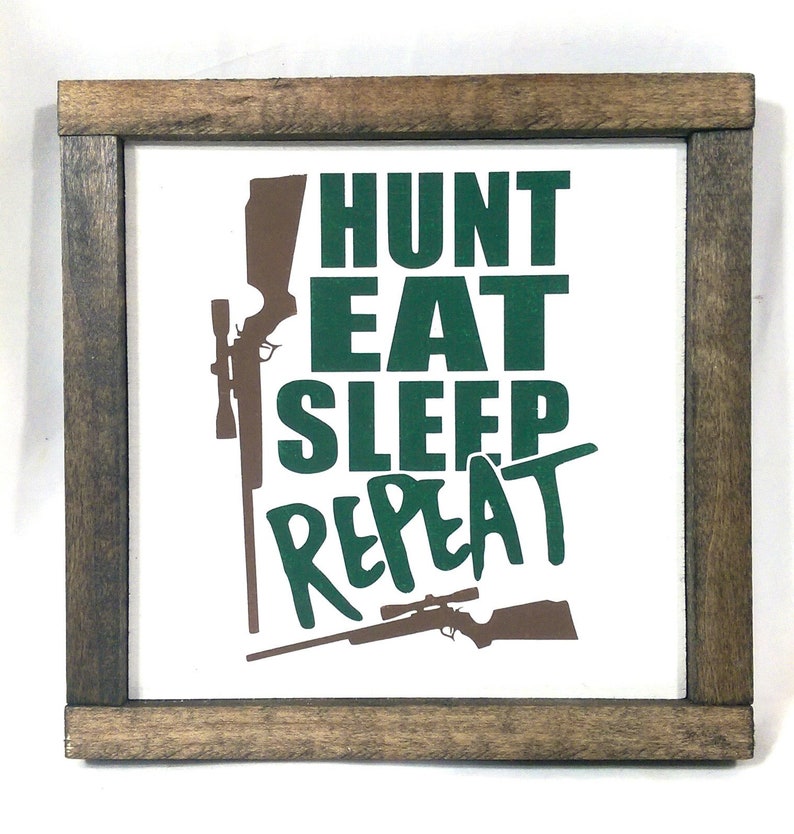 Set of 3 Rustic Hunting Wood Signs Hunt Eat Sleep Repeat | Etsy