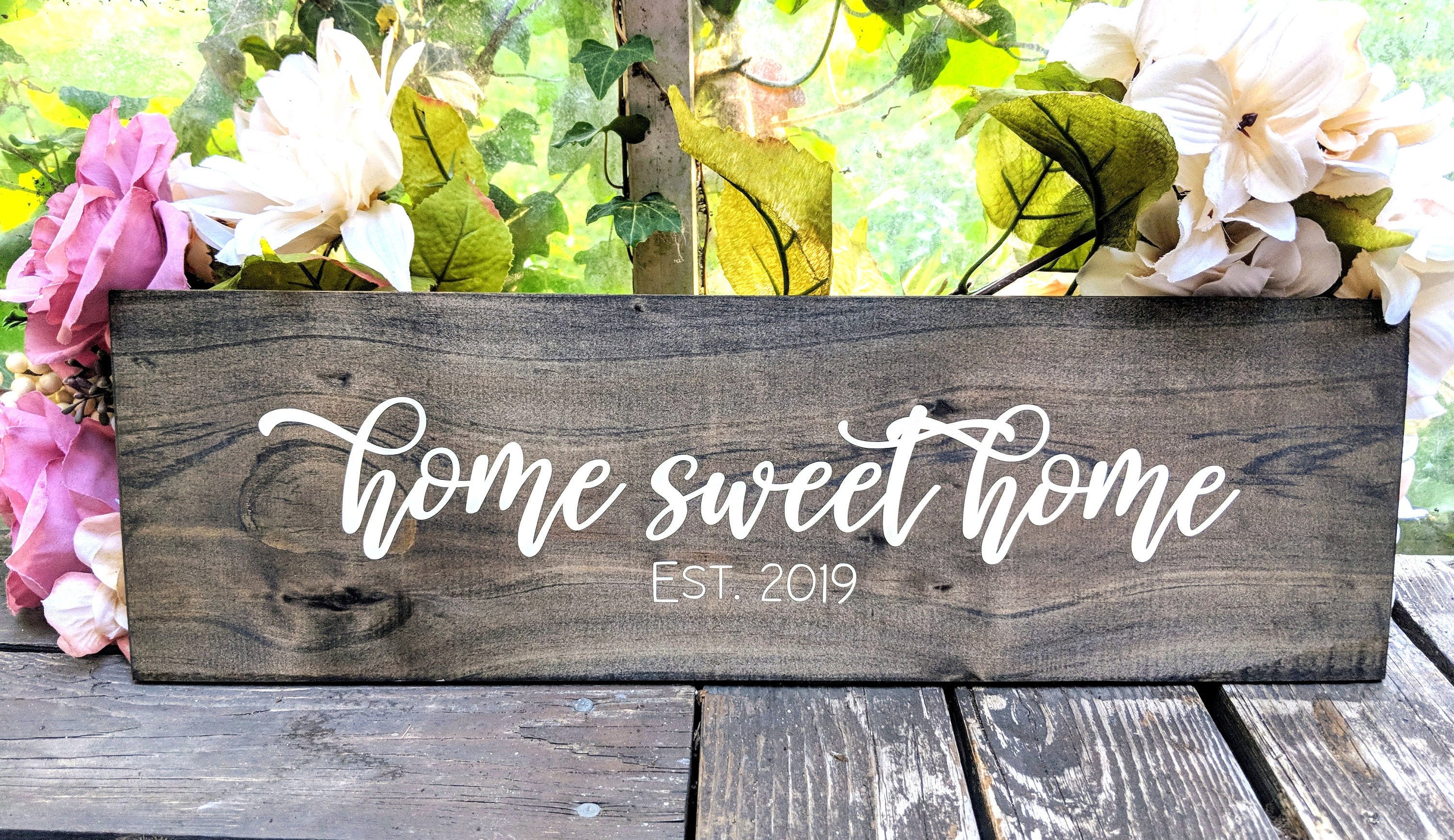 Home Sweet Home Stained Wooden Sign 5.5 X 18 - Etsy