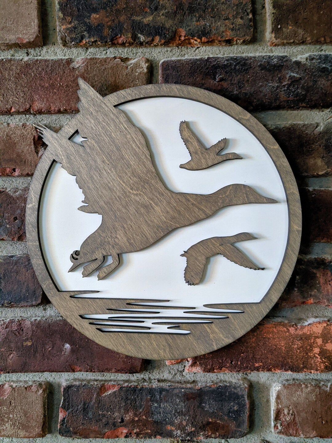 Wooden Round Flying Ducks Wall Decor, Multiple Layer Laser Cut Wood ...