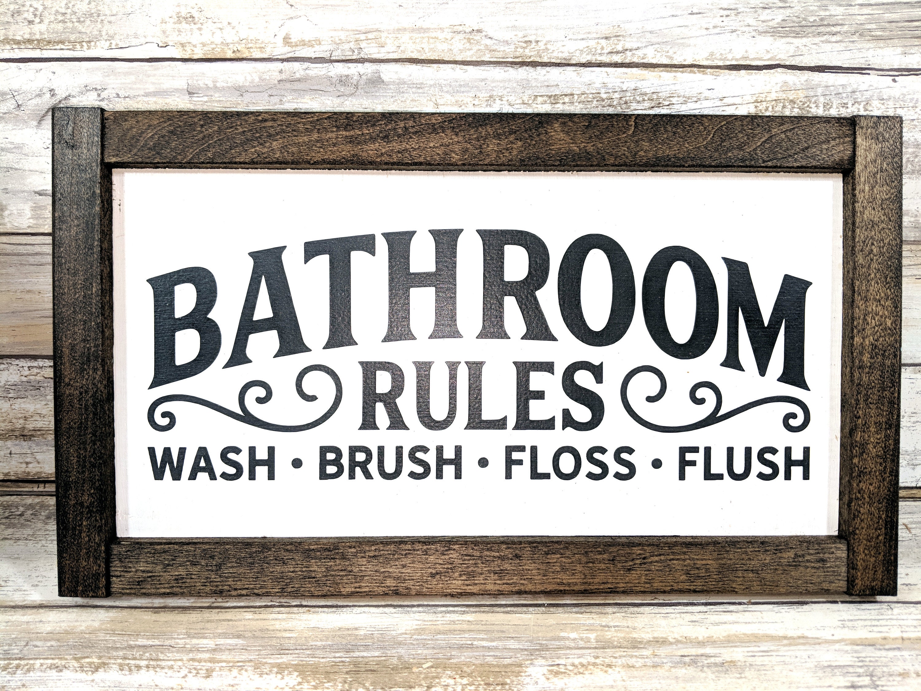 Rustic Bathroom Rules Sign / Bathroom Decor / Wood Bathroom | Etsy