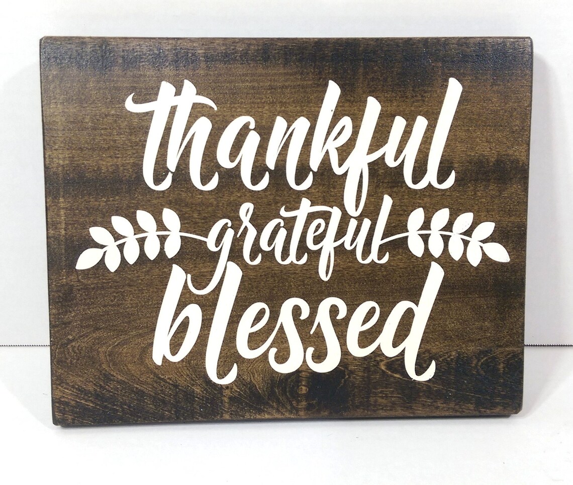 Thankful Grateful Blessed Rustic Wooden Sign, Farmhouse Decor ...
