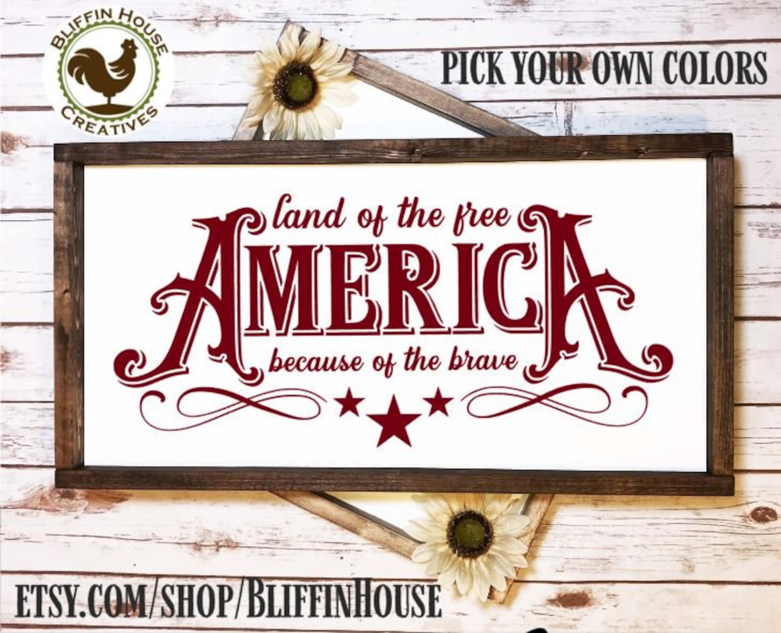 America Land Of The Free Because Of The Brave Hand Painted | Etsy