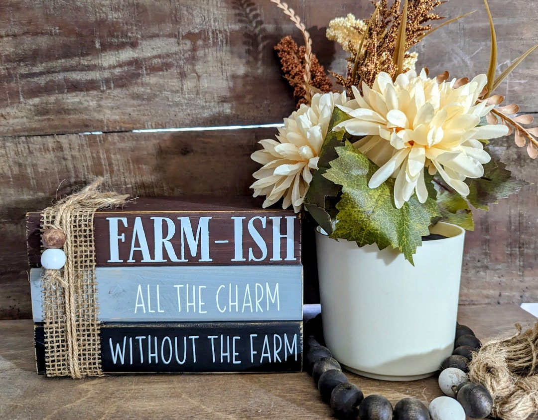 Farm-ish Faux Wood Book Stack: Rustic Coffee Table Decor (7 Inch) - Etsy