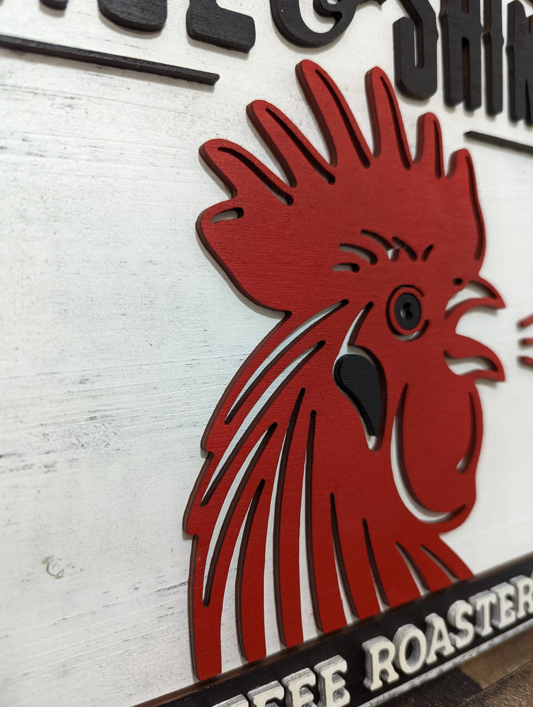 Rise & Shine Coffee Roasters Wall Decor Rooster Sign Wood - Etsy