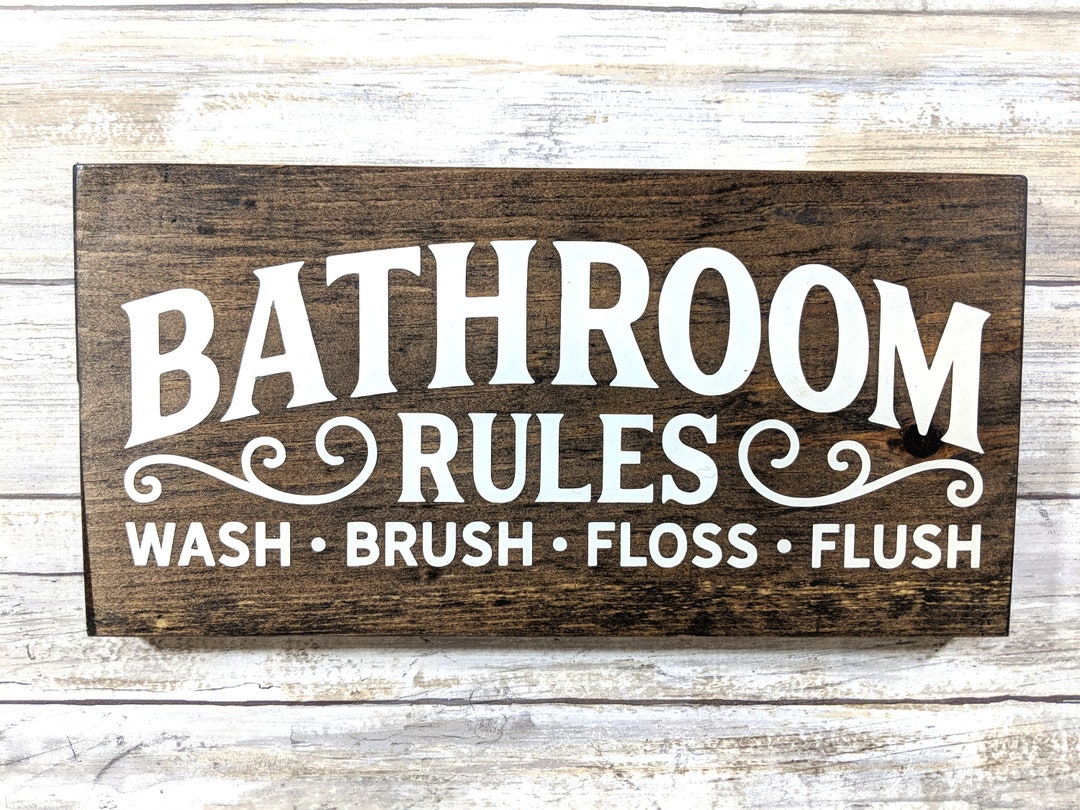 Rustic Bathroom Rules Sign / Bathroom Decor / Wood Bathroom Sign ...