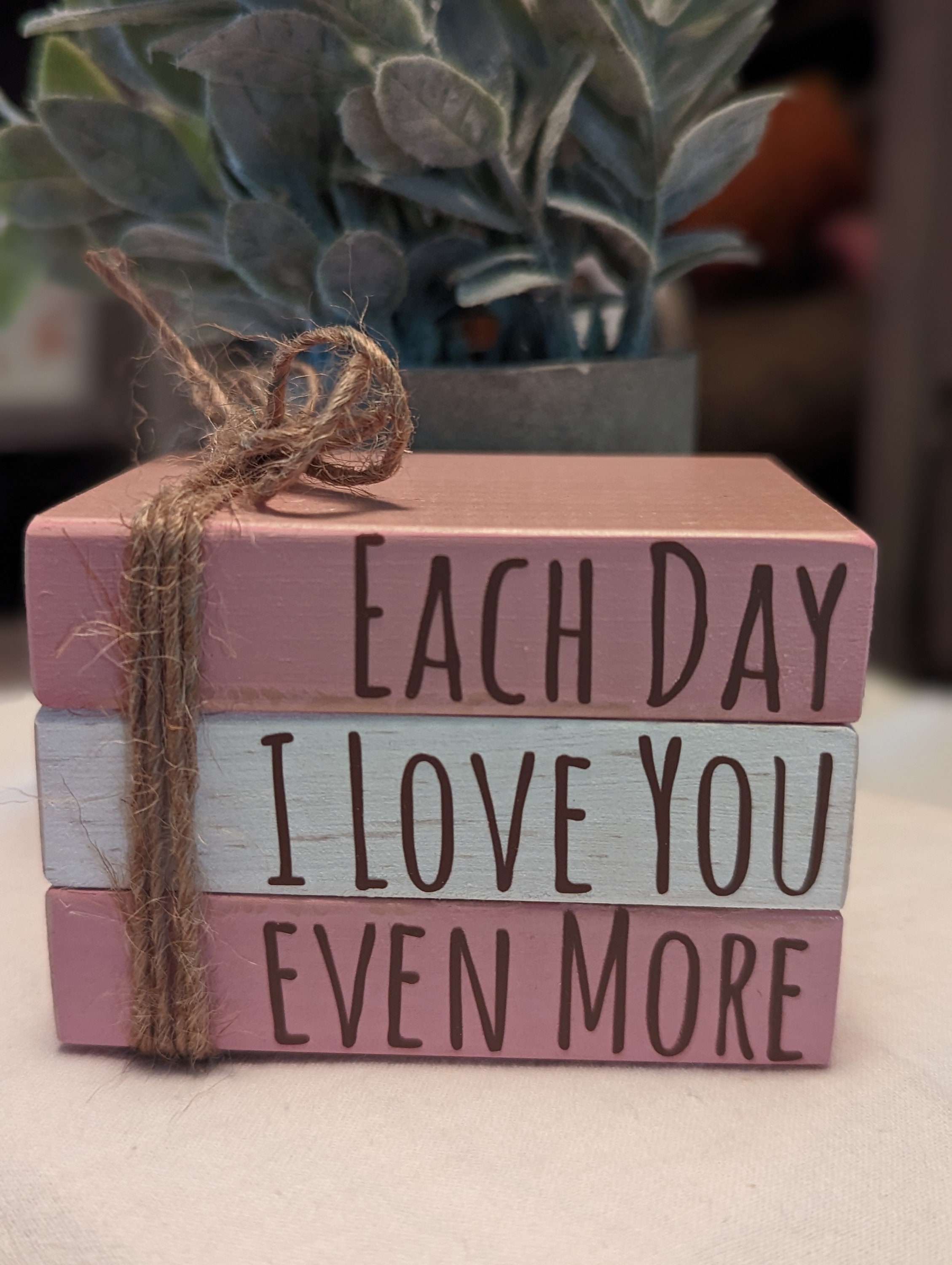 Pink Valentine's Mini Wood Book Stack Valentine's - Etsy