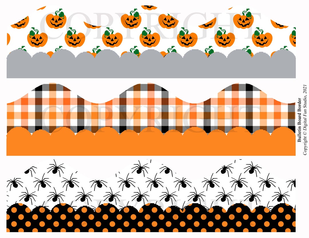 Bulletin Board Borders, Halloween Pumpkin Jack-o-lantern DIGITAL for ...