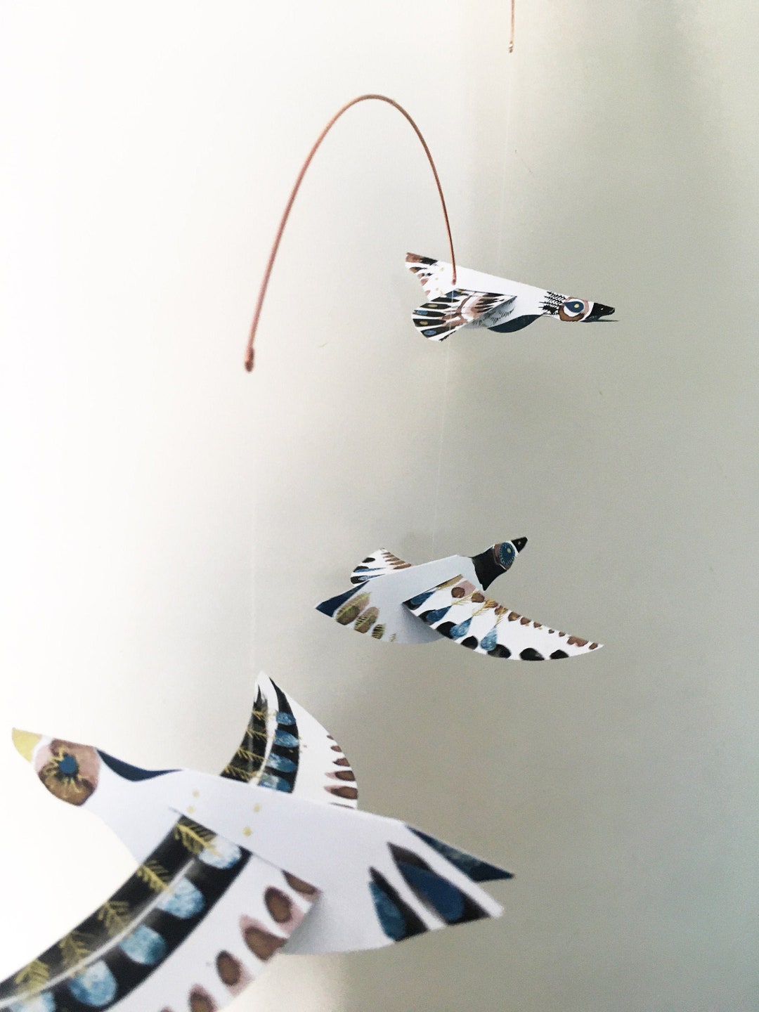 Unique Handpainted Paper Bird Mobile Decoration - Etsy