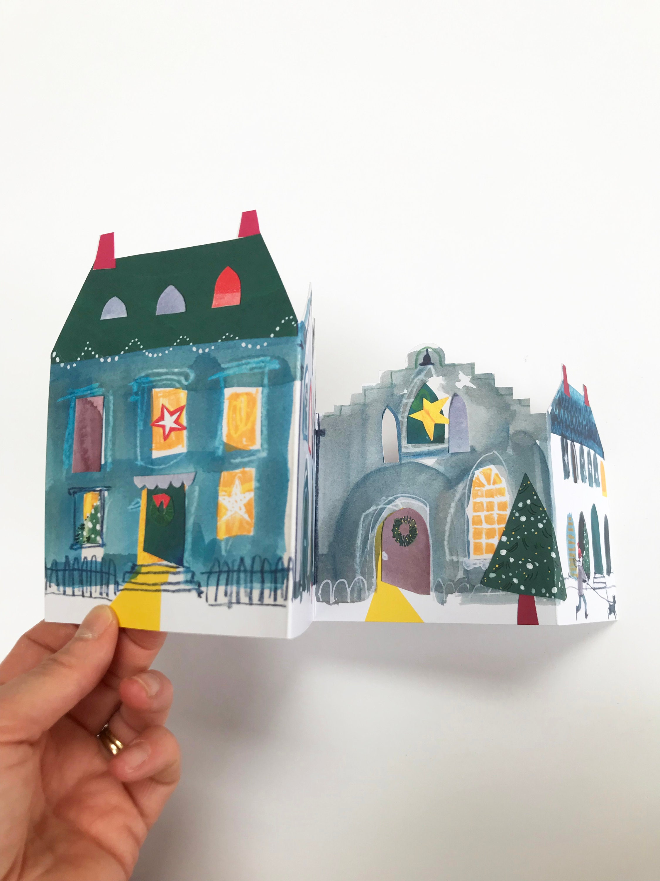 Festive Street Concertina Card Mantelpiece Holiday Greetings Card - Etsy UK