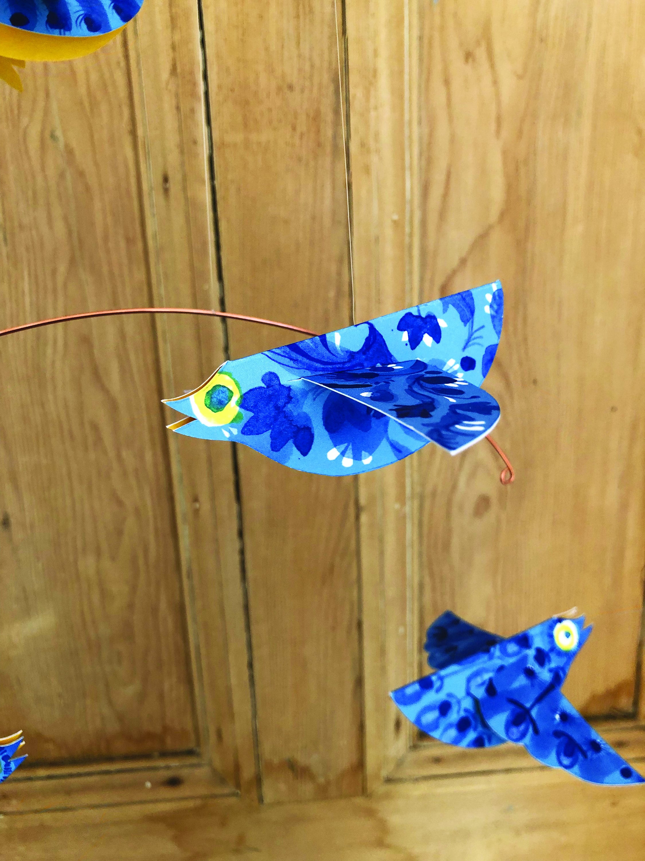 Bluebirds Paper Birds Mobile - Etsy