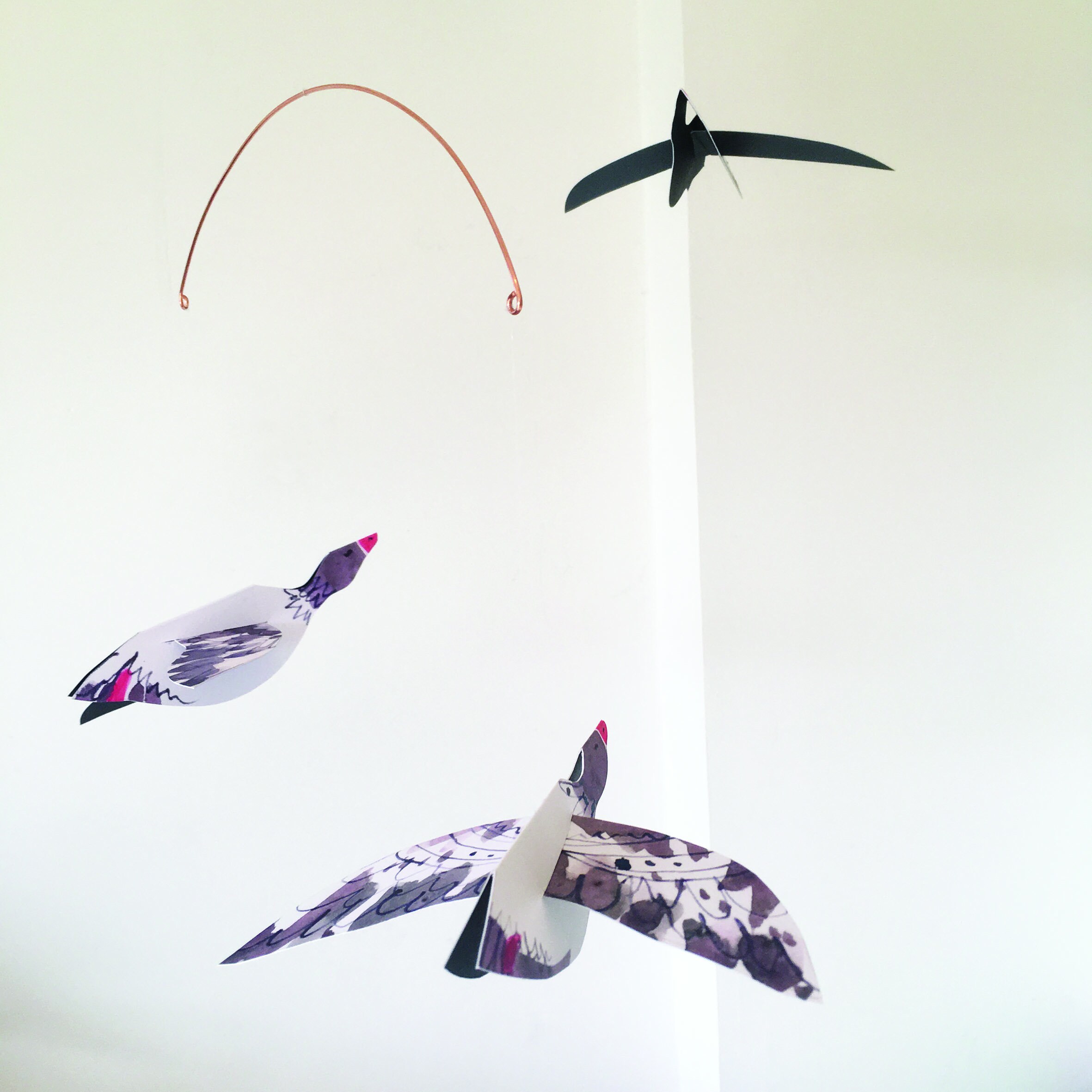 Three Geese Handmade Paper Birds Mobile - Etsy
