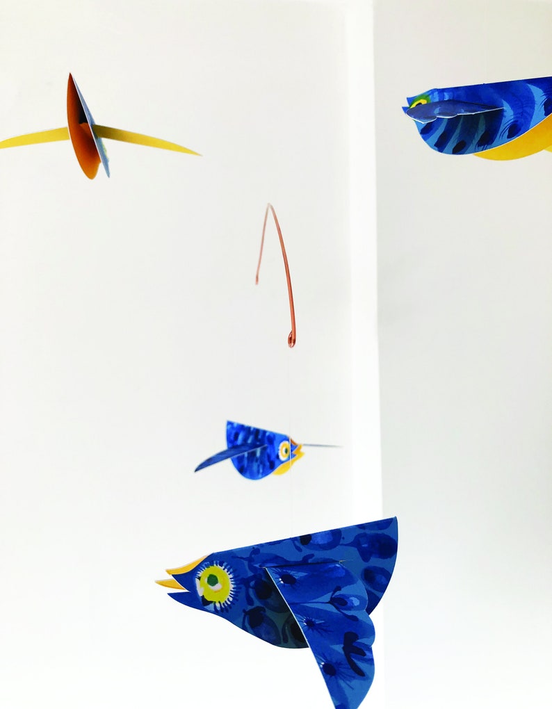 Bluebirds Paper Birds Mobile - Etsy
