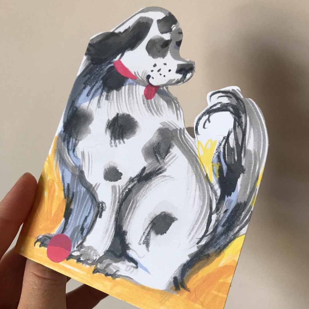 Spotty Dog Shaped Mantelpiece Greetings Card - Etsy