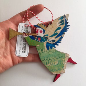 Joyful Angel Wooden Decoration - Etsy