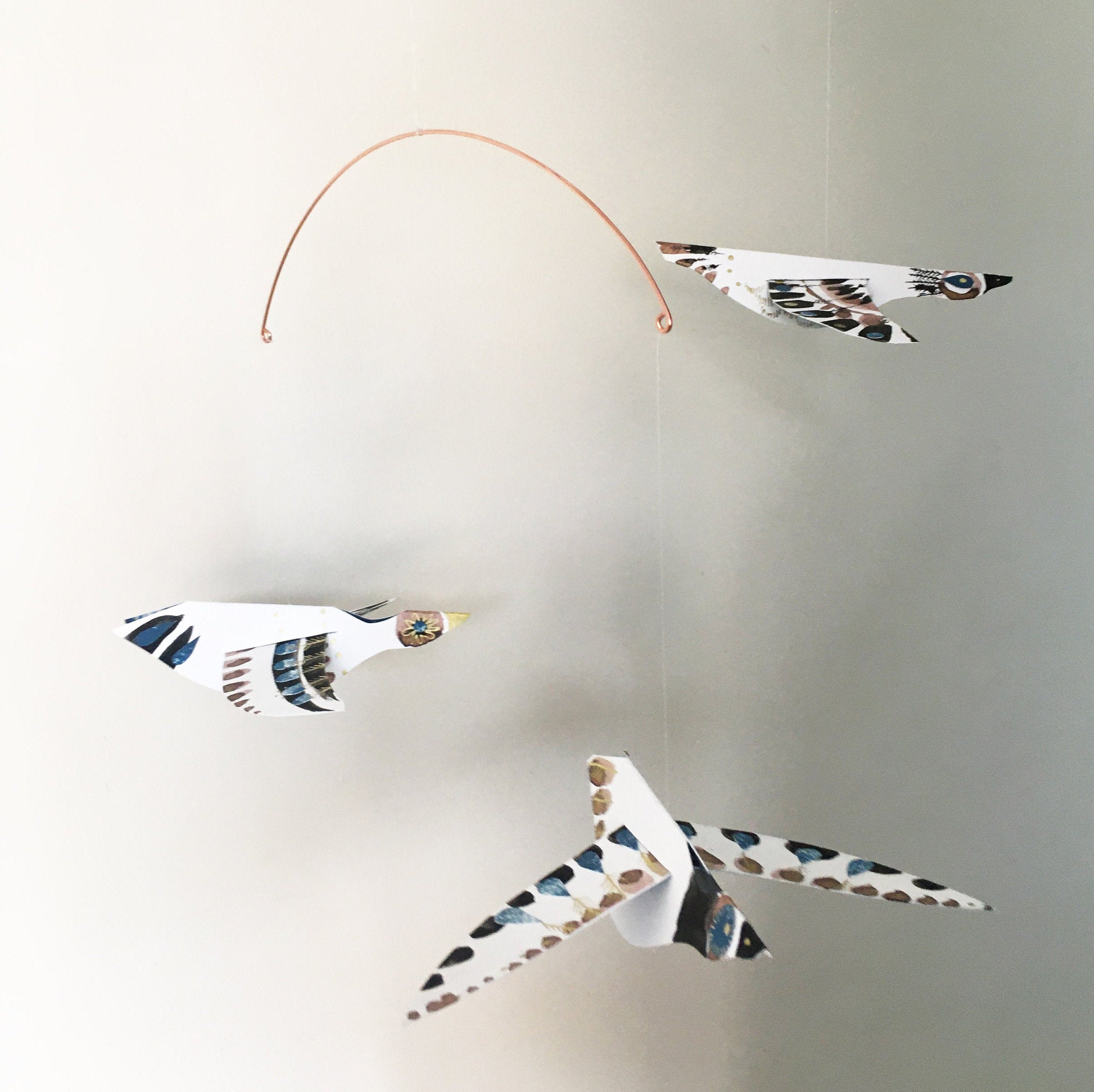 Unique Handpainted Paper Bird Mobile Decoration - Etsy