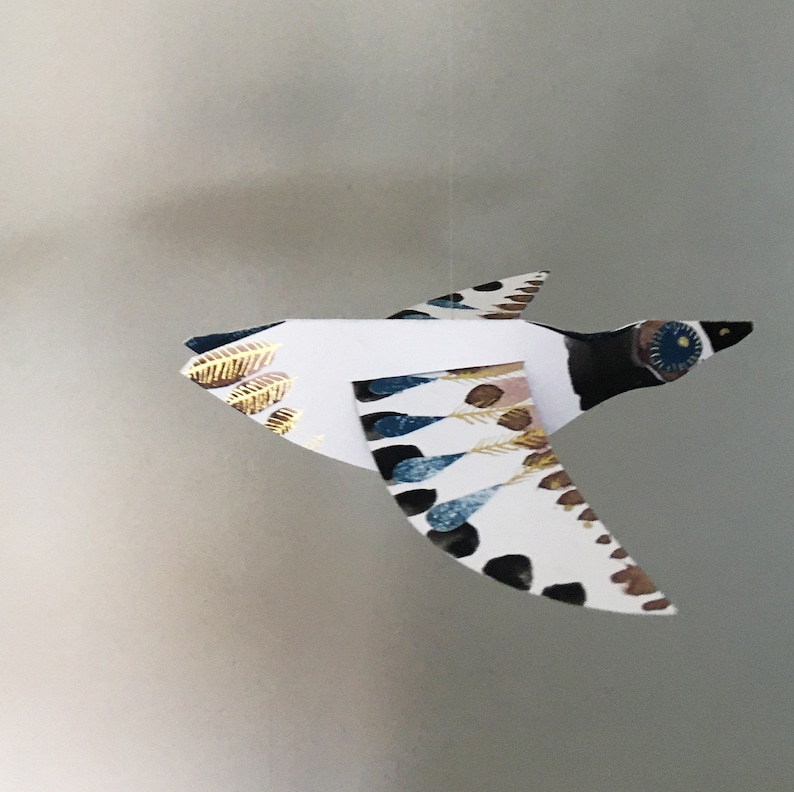 Unique Handpainted Paper Bird Mobile Decoration - Etsy
