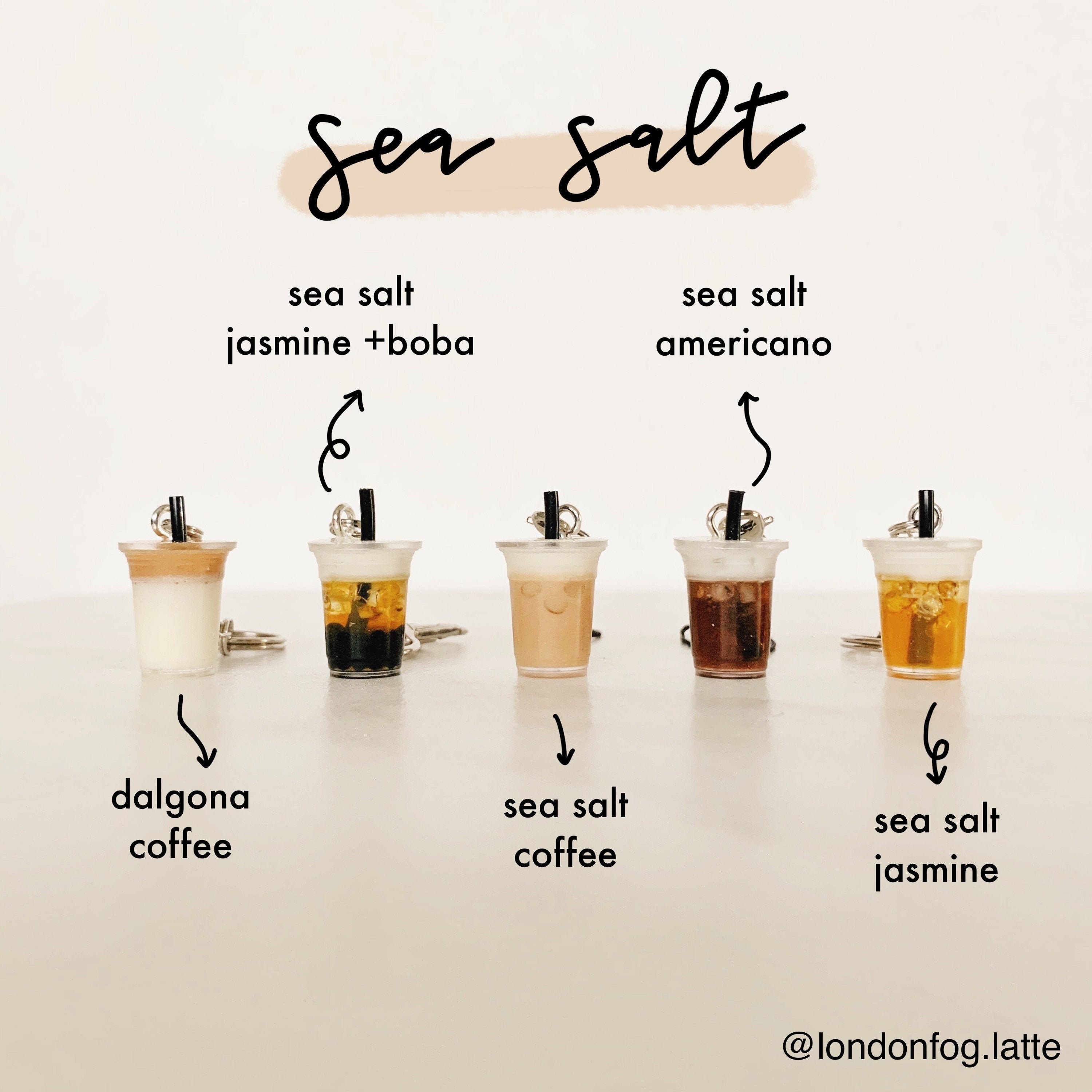 Boba Keychains Dalgona/sea Salt Series Bubble Tea Keychain - Etsy UK