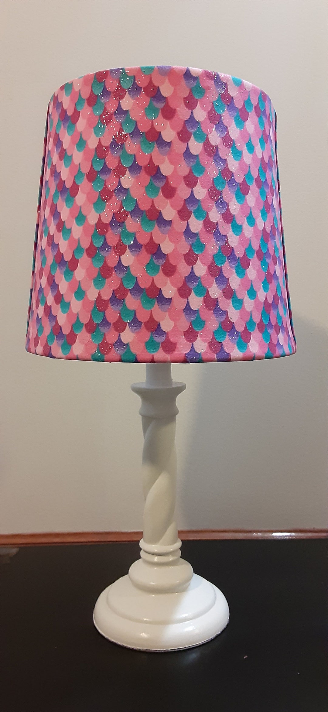 Mermaid Accent/ Nursery Lamp, Mermaid Scales Purple Pink Turquoise ...