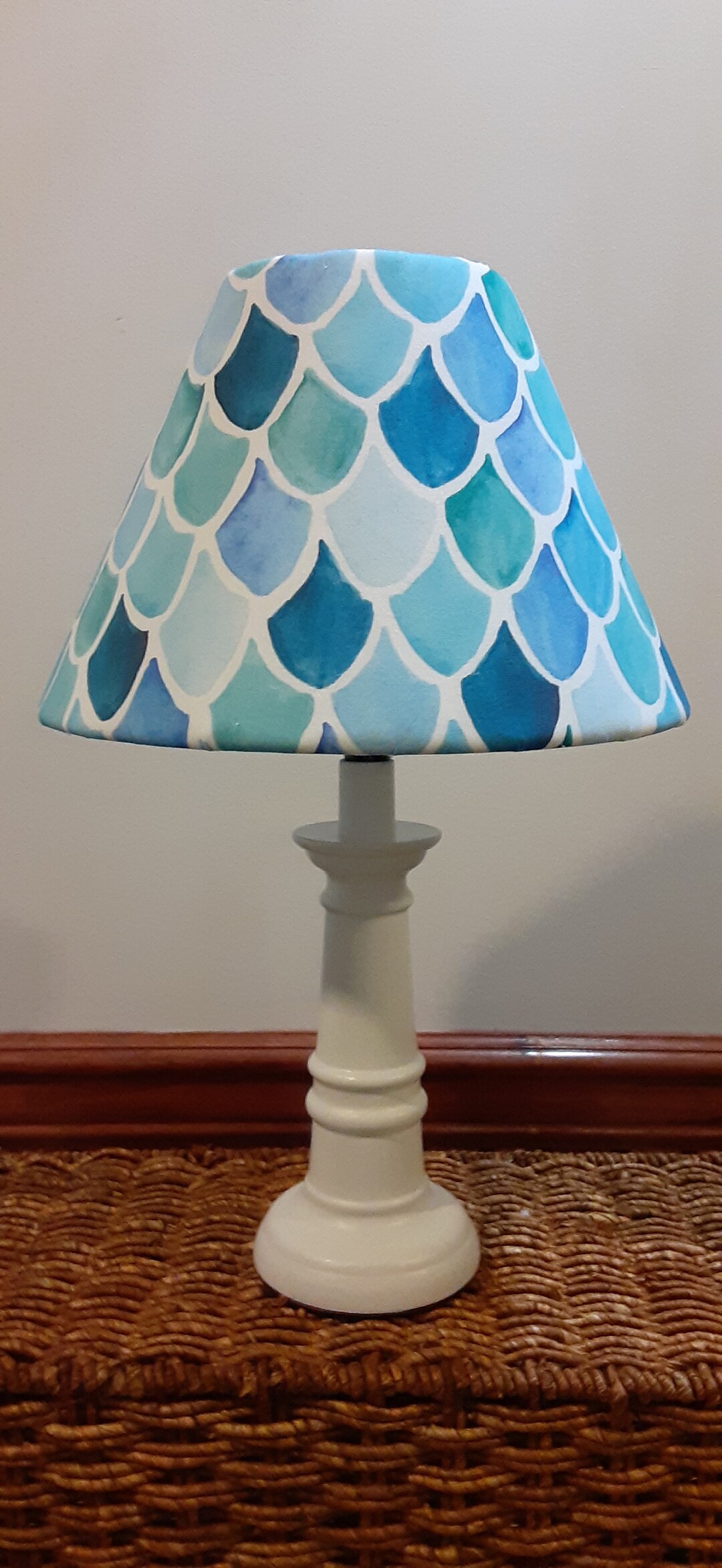 Watercolor Mermaid Accent Nursery Lamp, Mermaid Scales Teal Blue Accent ...
