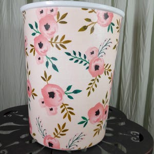 Floral Nursery Trash Can /wastebasket, Baby Girl Waste Basket, Pink and ...
