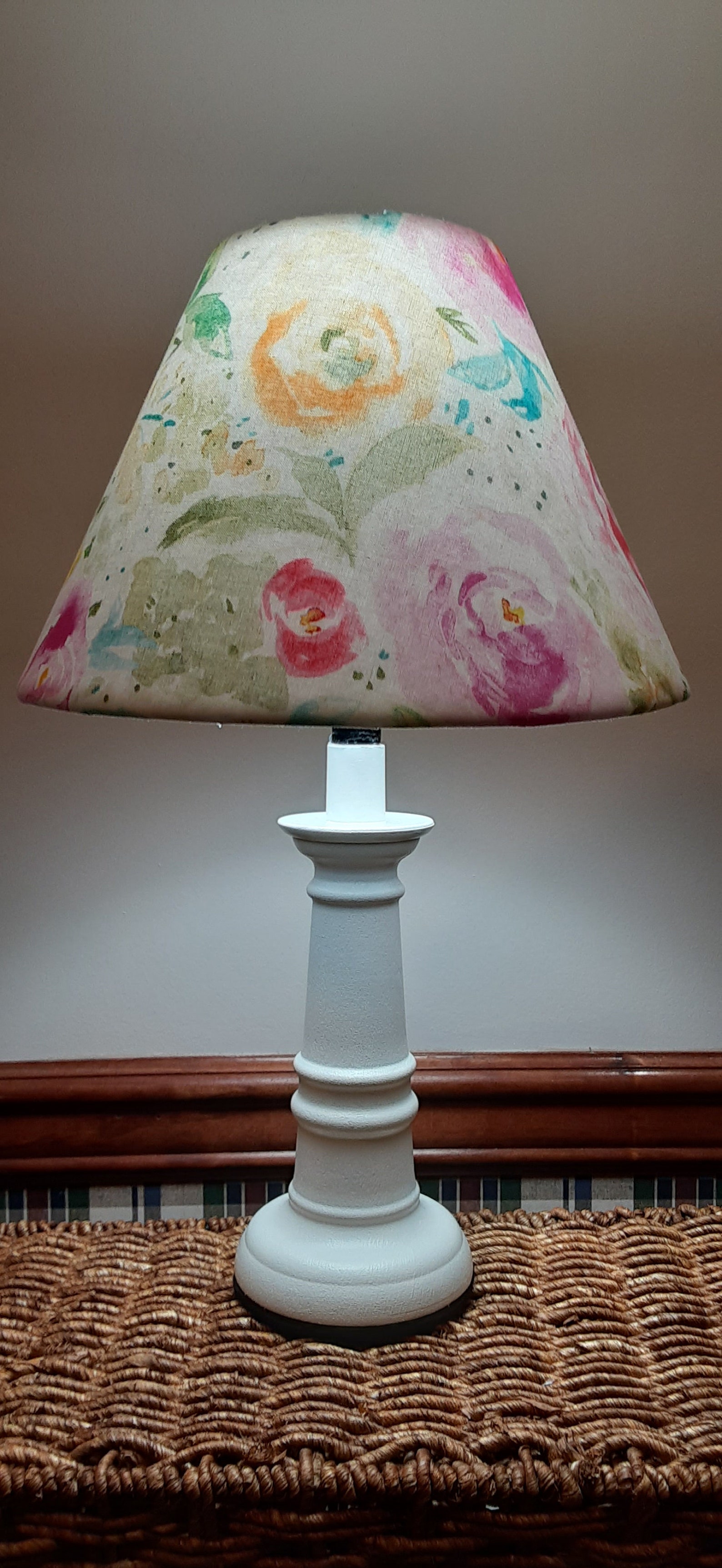 Floral Nursery Lamp, Cottage Watercolor Floral Table Baby Lamp, Pastel ...