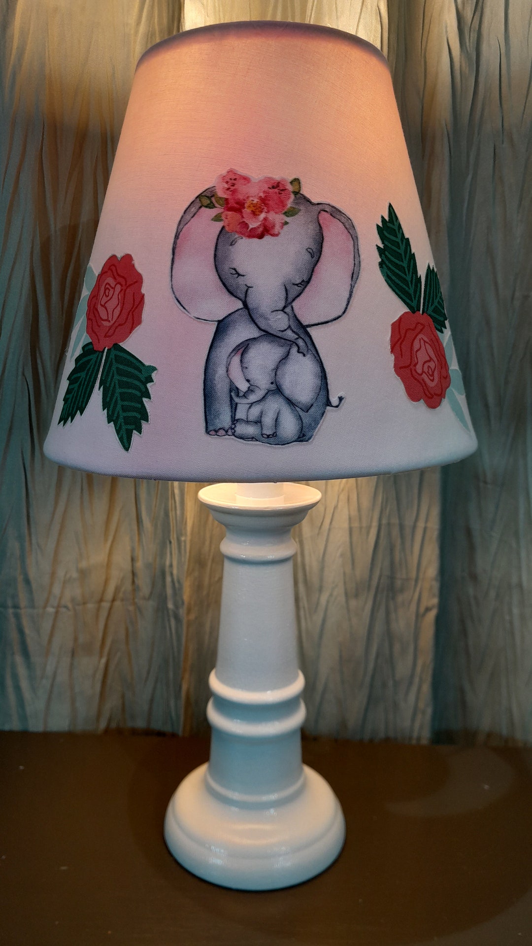 Baby Elephant Accent/nursery Lamp, Gray Pink Nursery Baby Elephant Lamp ...
