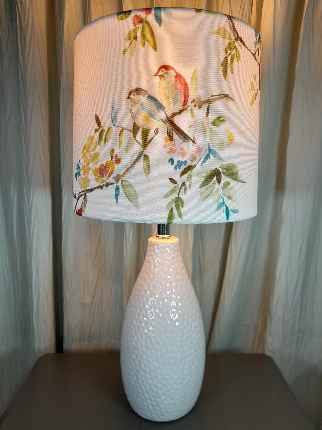 Watercolor Bird Foliage Lamp, Woodland Lamp, Forest Theme Bird Nature ...