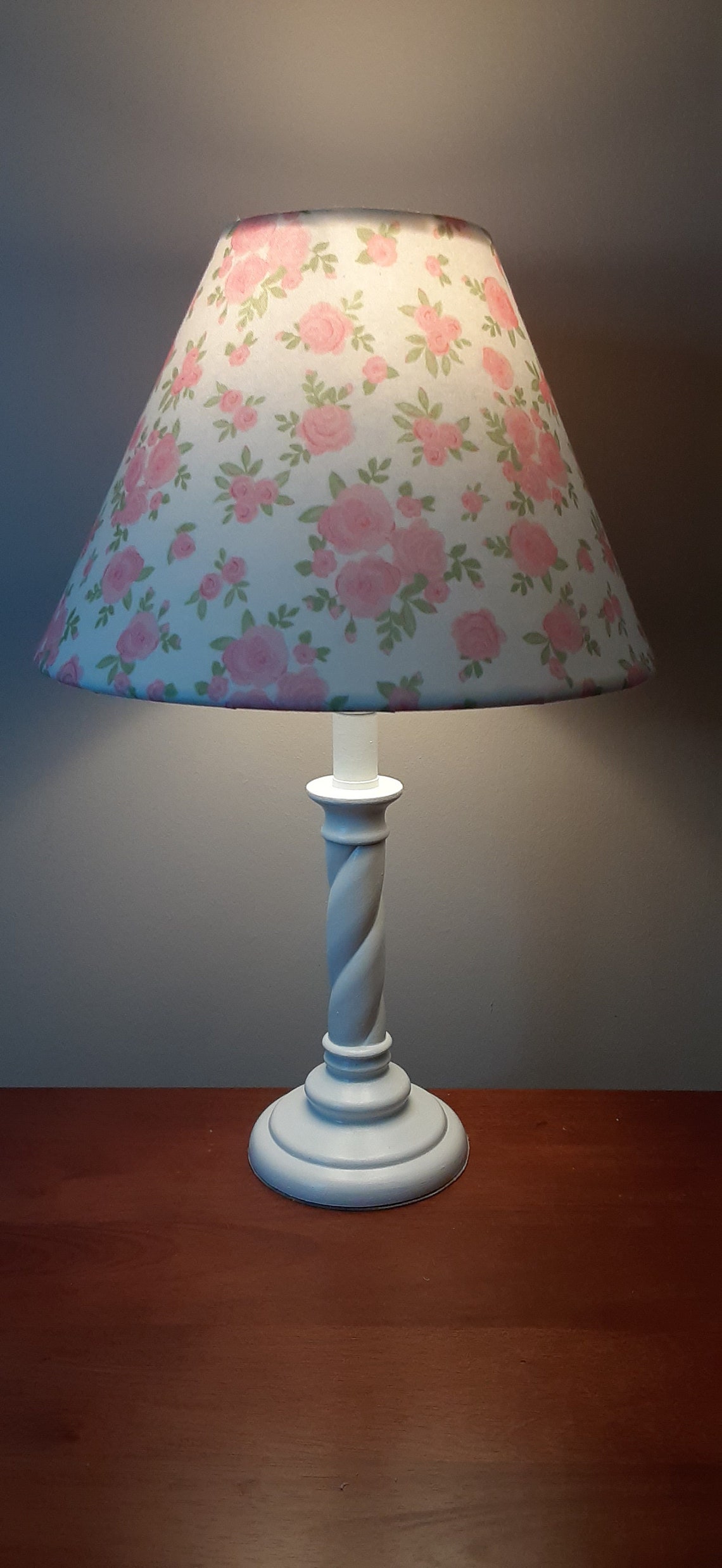 Floral Nursery/accent Lamp Pink Floral Baby/child's Lamp | Etsy
