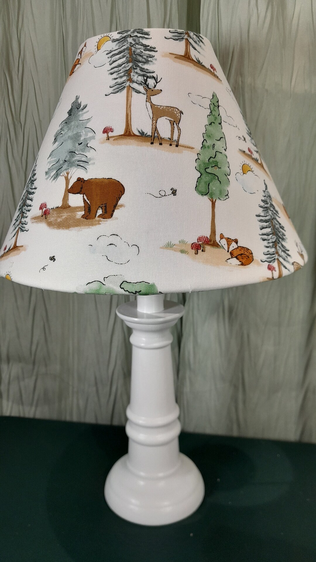 Woodland Accent Nursery Lamp, Bear Fox Deer Forest Table Lamp ...