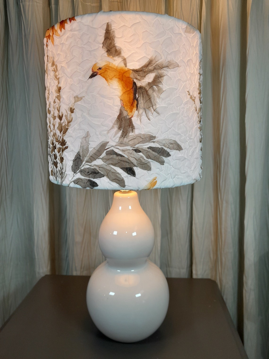 Watercolor Textured Bird Lamp, Woodland Lamp, Forest Nature Theme Lamp ...