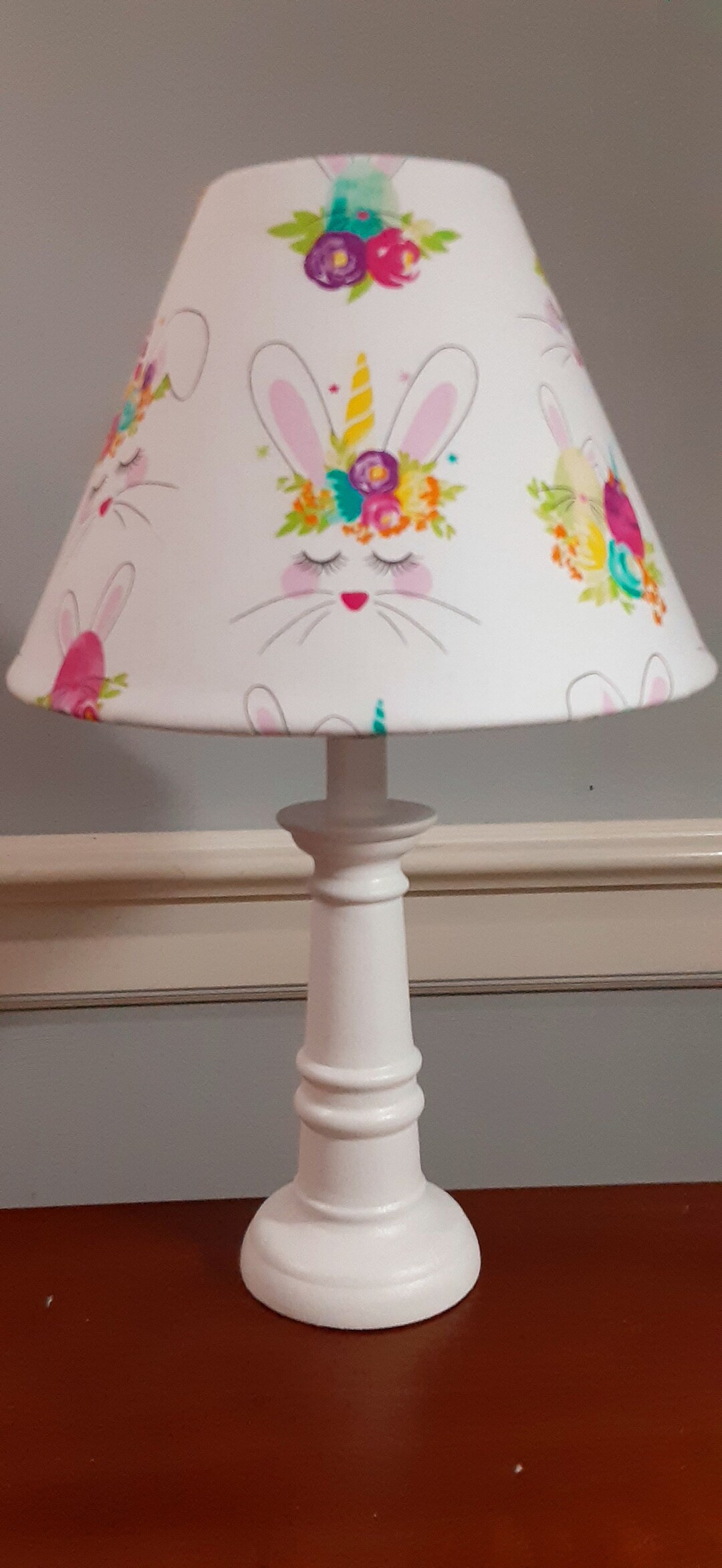 SHADE ONLY: Bunny Accent/nursery Lampshade, Bunny Unicorn Floral Baby ...
