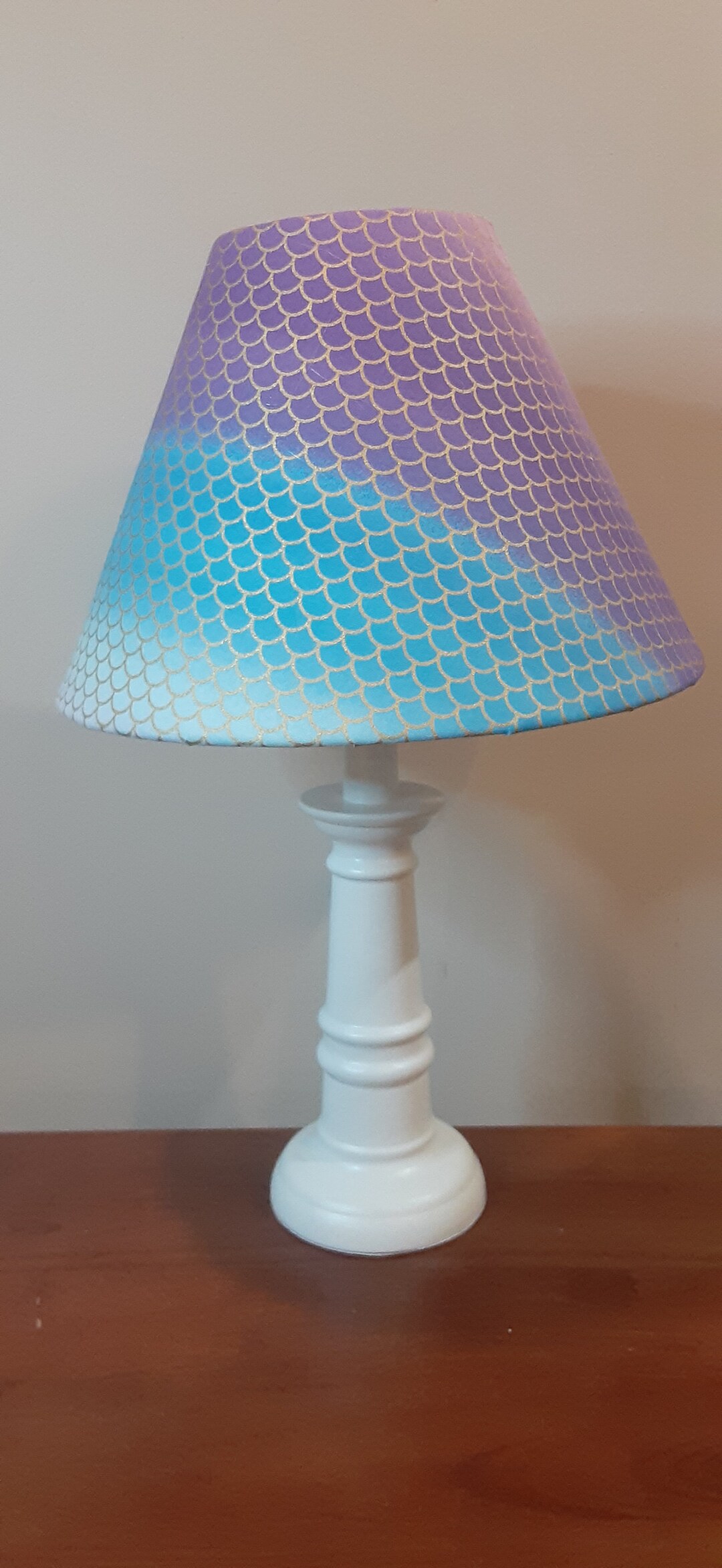 Mermaid Accent/nursery Lamp, Mermaid Scales Gold and Purple Glitter ...