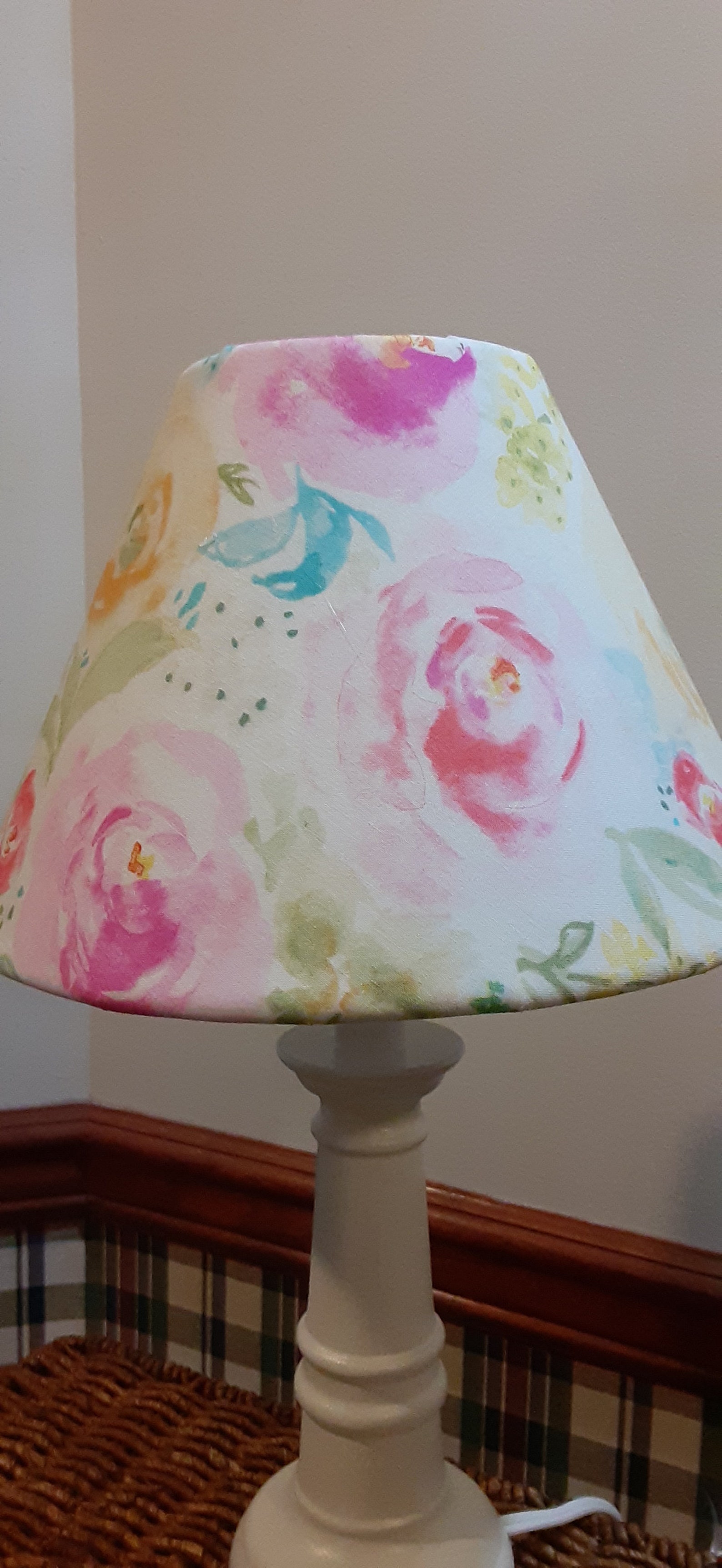 Floral Nursery Lamp, Cottage Watercolor Floral Table Baby Lamp, Pastel ...