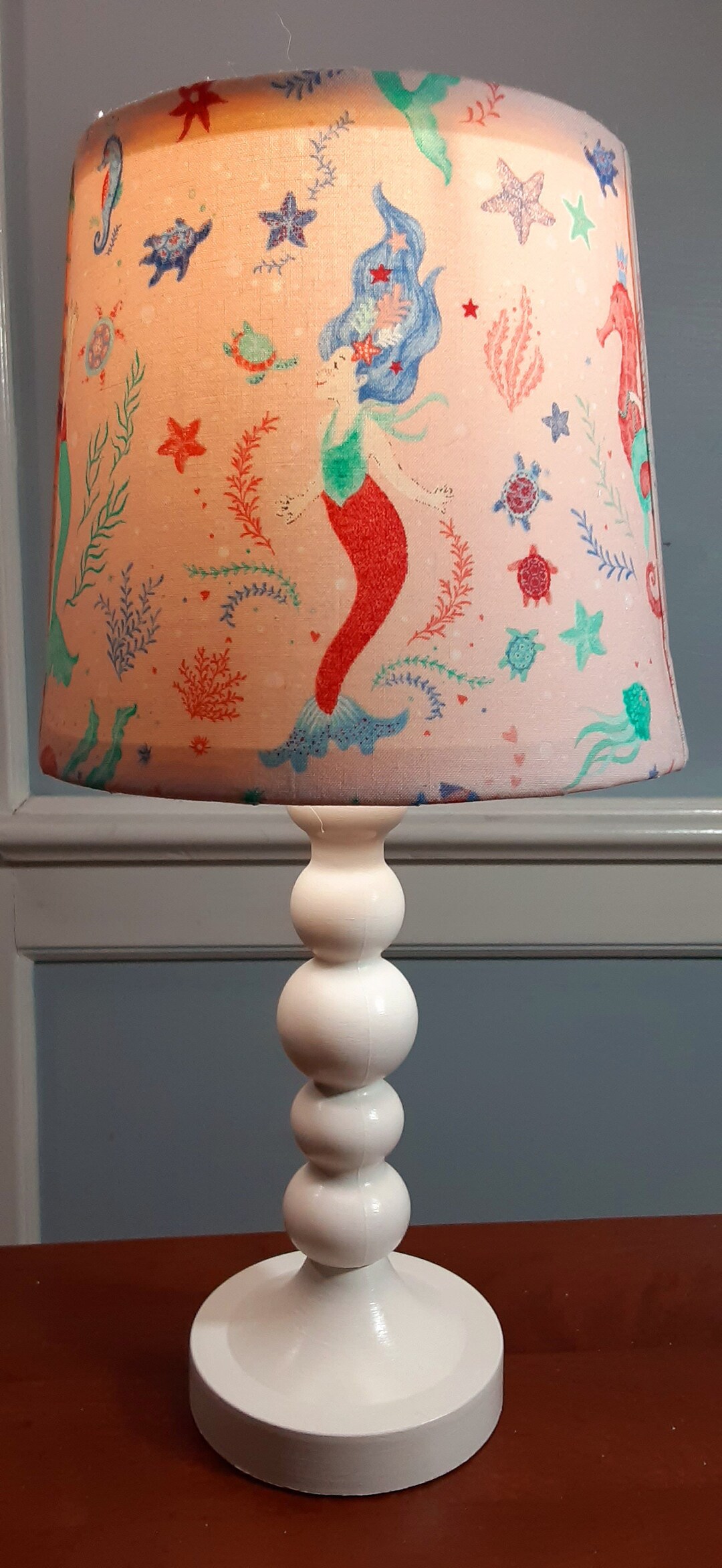 SHADE ONLY: Mermaid Accent/nursery Lampshade, Seashore Lampshade, Pink ...