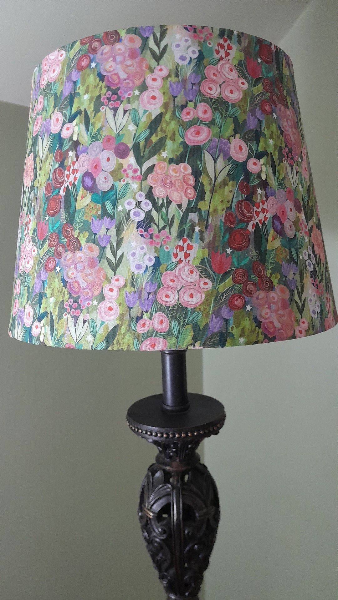 Floral Lampshade, Colorful Wildflower Lampshade, Roses Tulips Lampshade ...