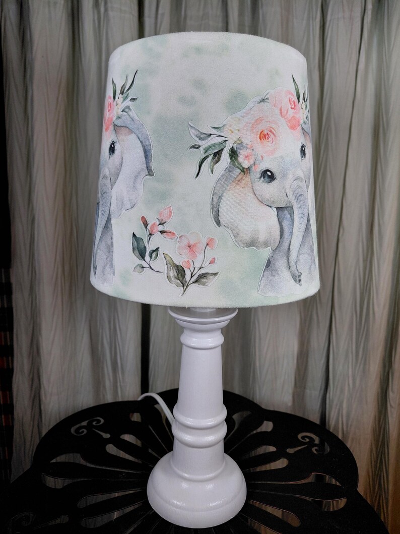 Baby Elephant Accent/nursery Lamp, Pink Sage Nursery Boho Elephant ...