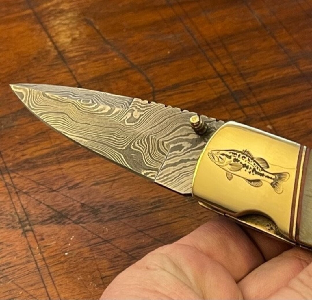 EDC Fishing Knife custom Engraved Folding Knife EDC Fishermen / Calico ...