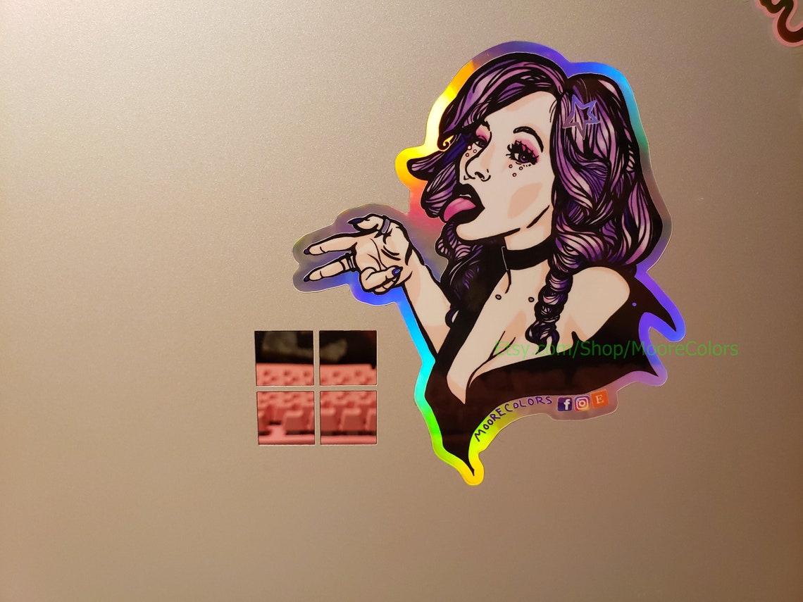 Tongue Out Peace Out 4inx4in Holographic Sticker Laptop | Etsy