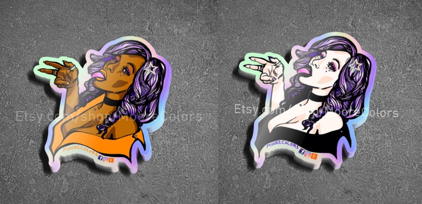 Sticker Set Tongue Out Peace Out 2 4inx4in Holographic | Etsy