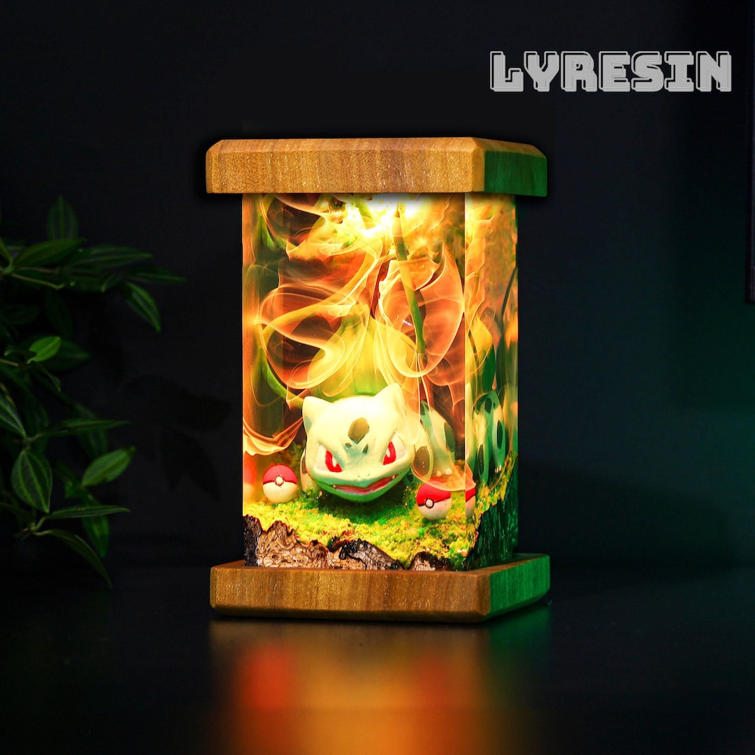 MEW POKE.MON Epoxy Lamp Custom Pok,,emon Resin Lamp Pokemon Terrarium ...